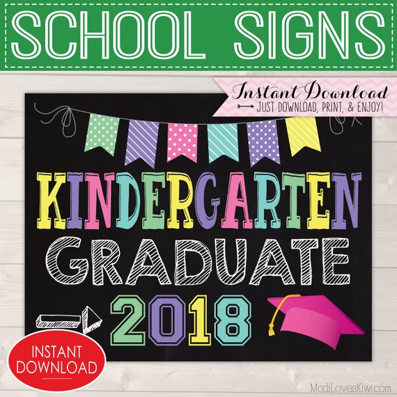 Kindergarten Graduation Sign | Last Day of School Chalkboard | Graduate ...