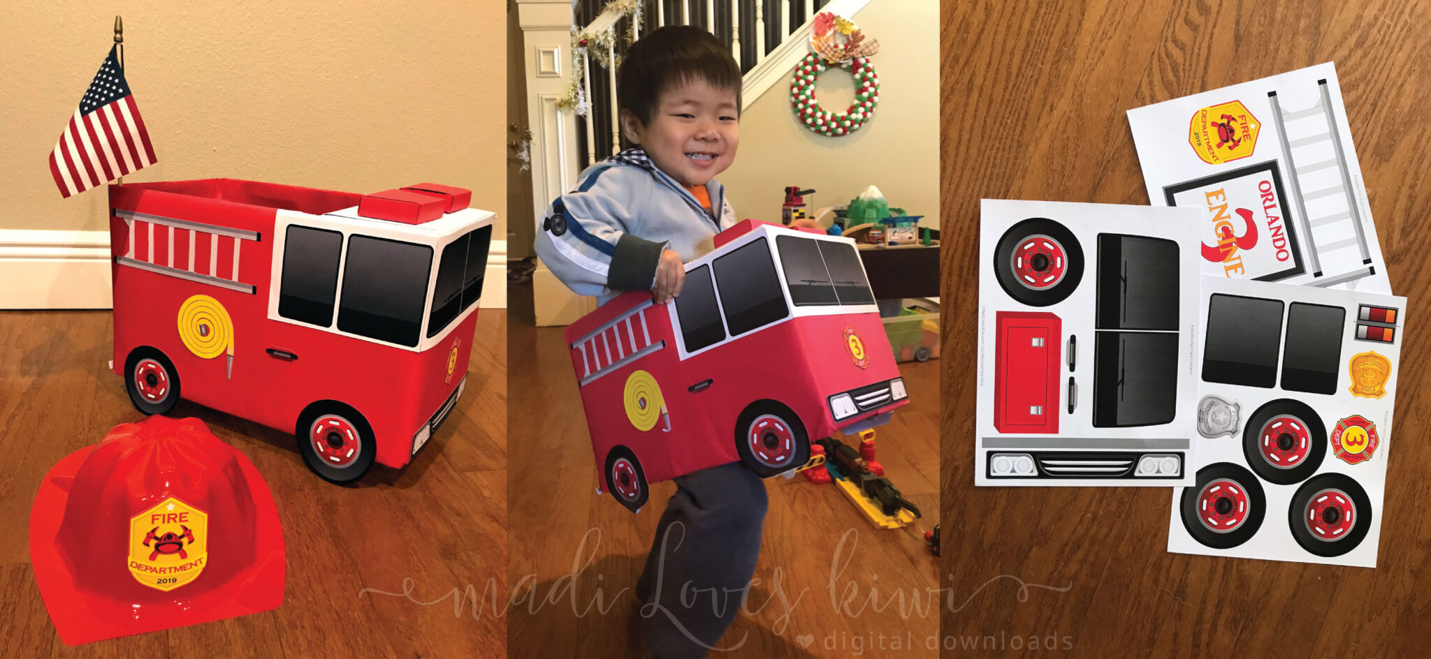 DIY Fire Truck Costume with FREE Printables - Madi Loves Kiwi Digital ...
