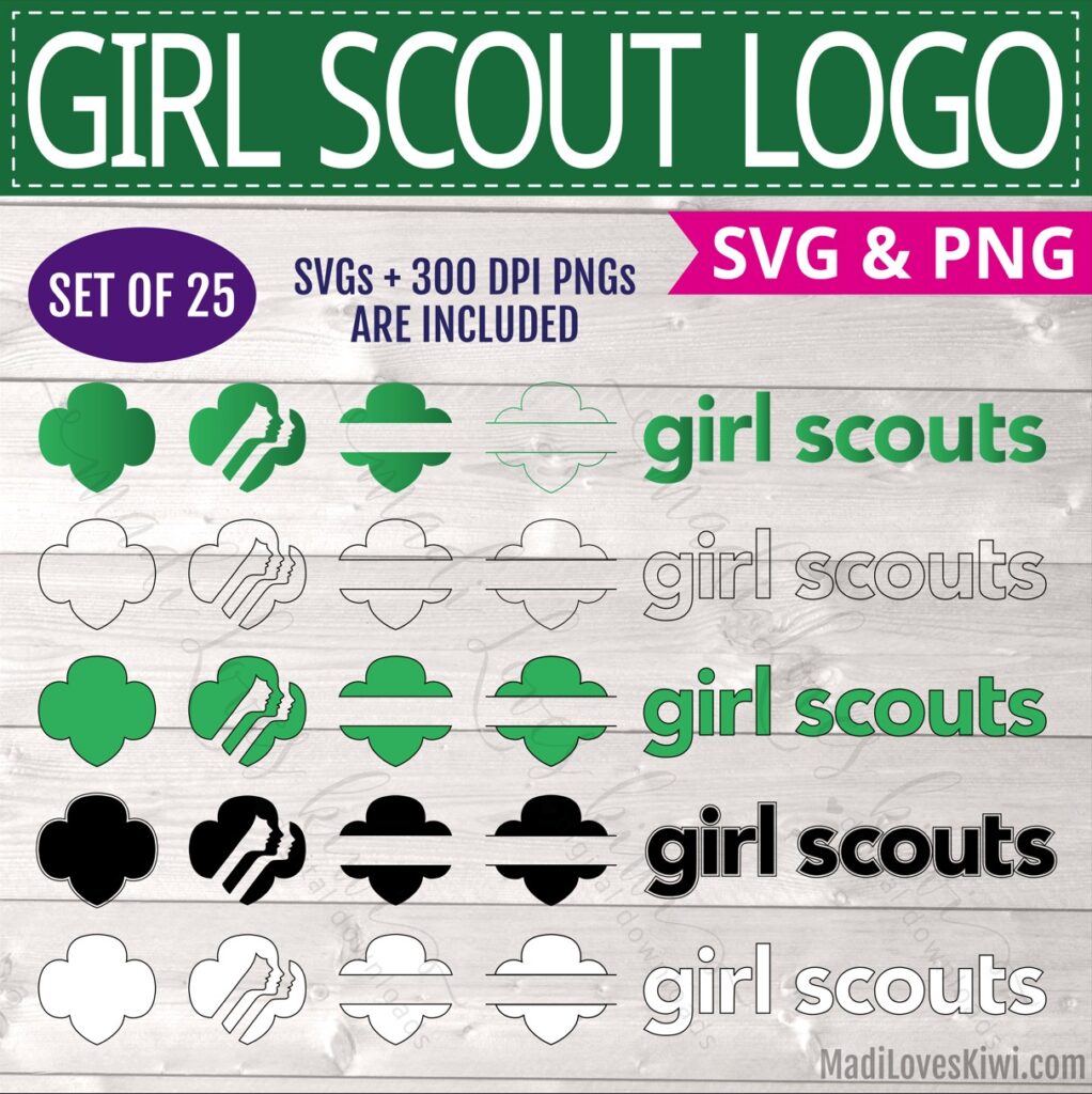 Girl Scout Logo SVG & PNG Files - Set of 25, Trefoil Monogram for ...