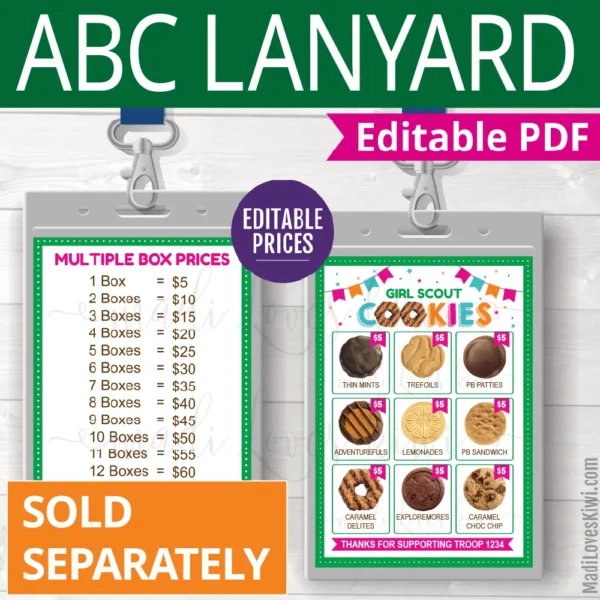 2026 ABC Printable Girl Scout Cookie Door Hanger | Editable Cookie Tag ...