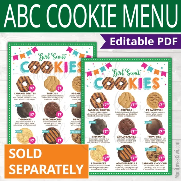 2026 ABC Printable Girl Scout Cookie Booth Tally Form, Editable Cookie ...