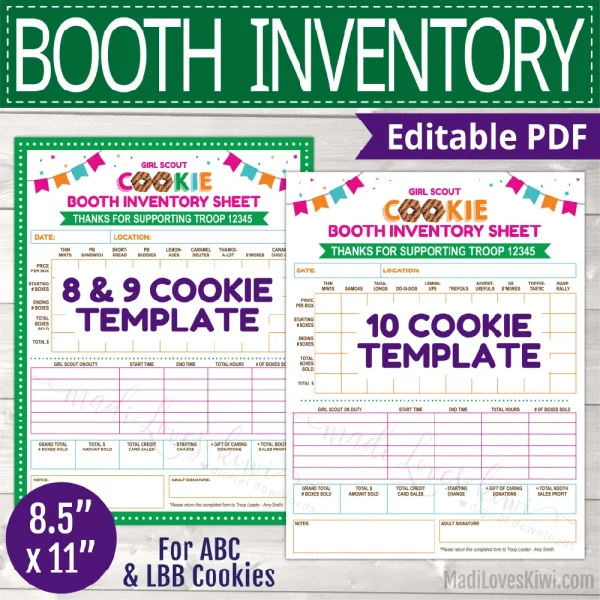 Editable Girl Scout Cookie Booth Tally Sheet, Printable Cookie ...