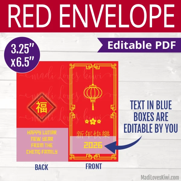 Printable Lunar New Year Red Envelope Craft, Editable Chinese Money ...
